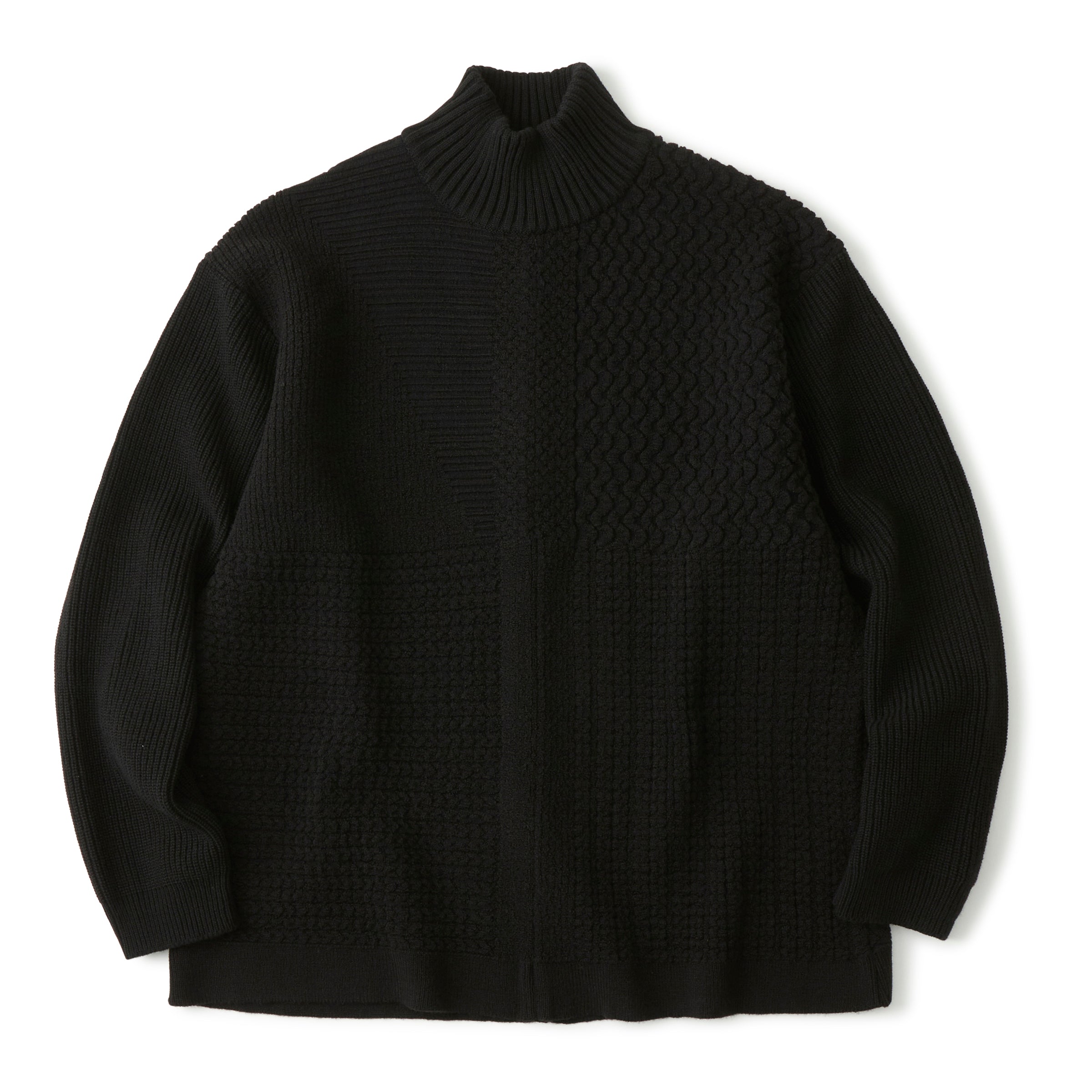 FAKE PATCHWORK TURTLE NECK SWEATER – White Mountaineering OFFICIAL WEB ...