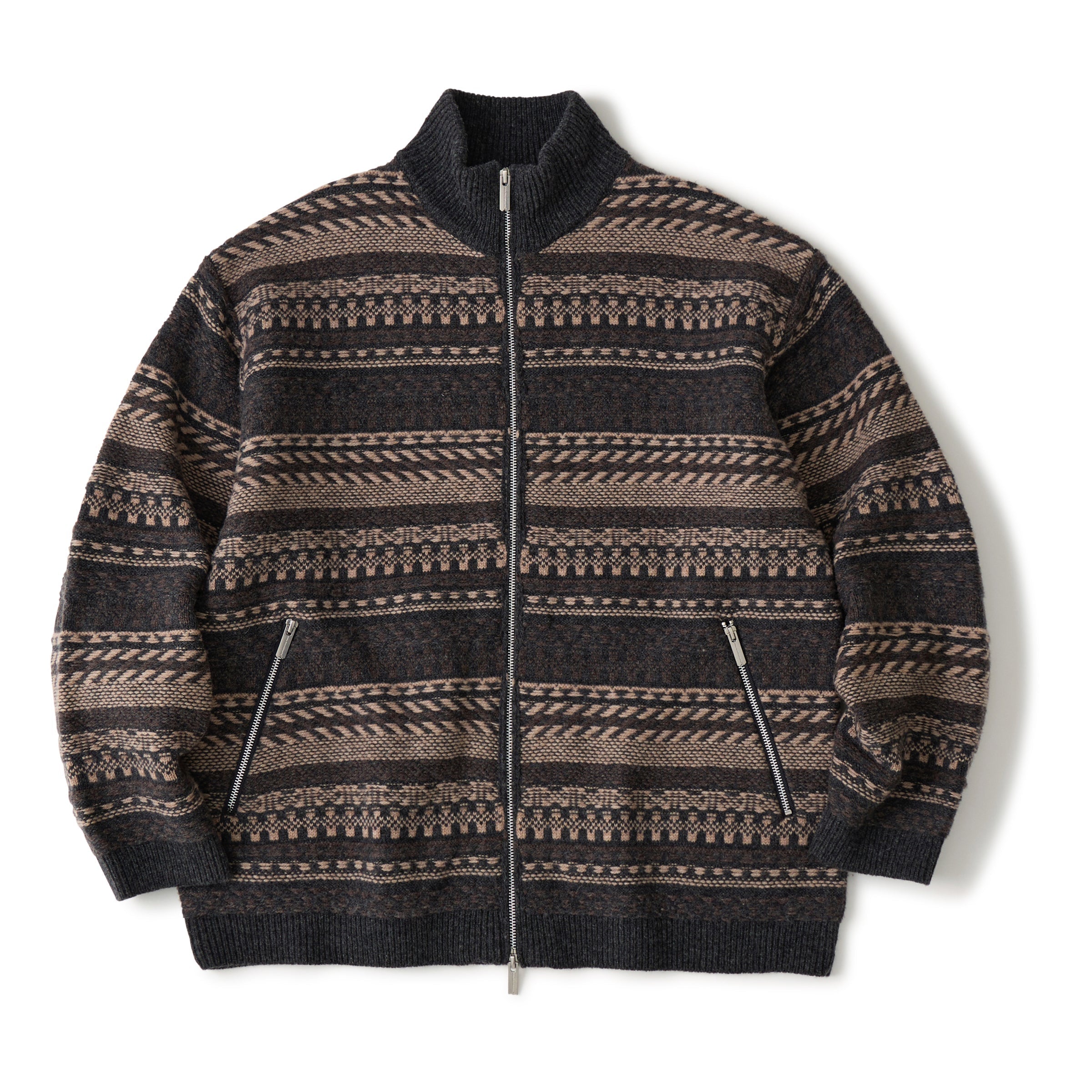 FAIR ISLE ZIP UP SWEATER – White Mountaineering OFFICIAL WEB SITE.
